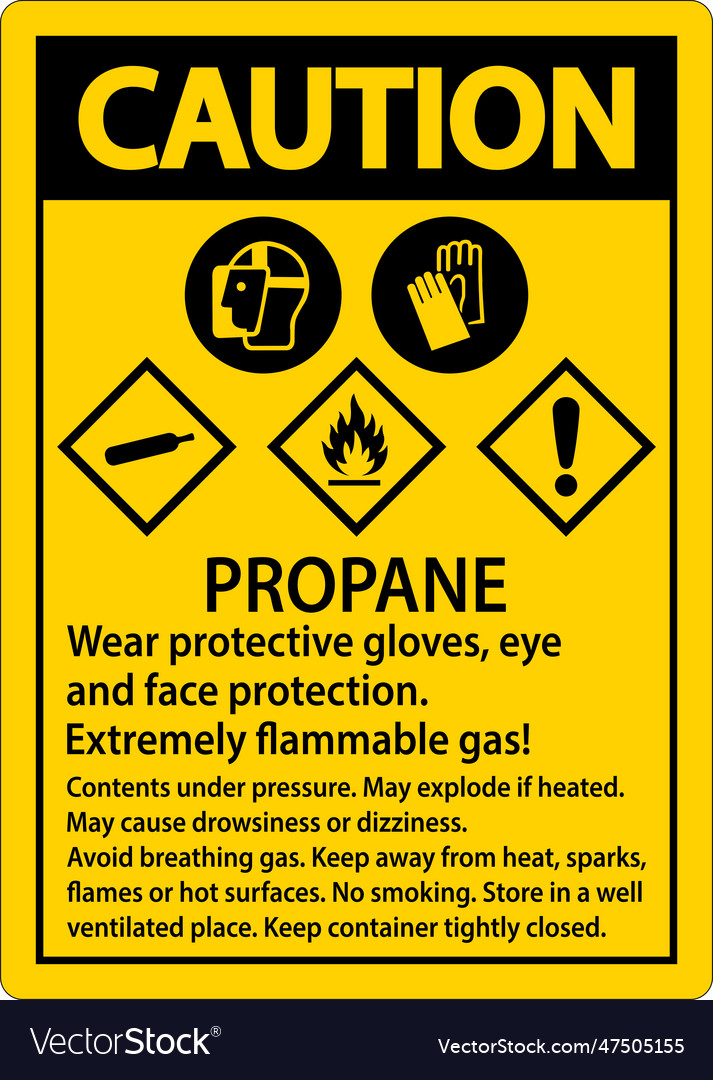Caution propane flammable gas ppe ghs sign Vector Image Caution propane flammable gas ppe ghs sign Vector Image