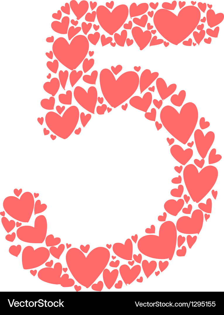 Hand-drawn heart-shaped colorful number Royalty Free Vector