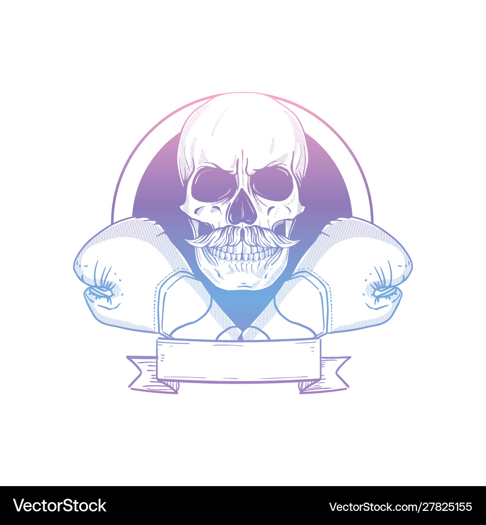 Hand drawn skull with boxing gloves Royalty Free Vector