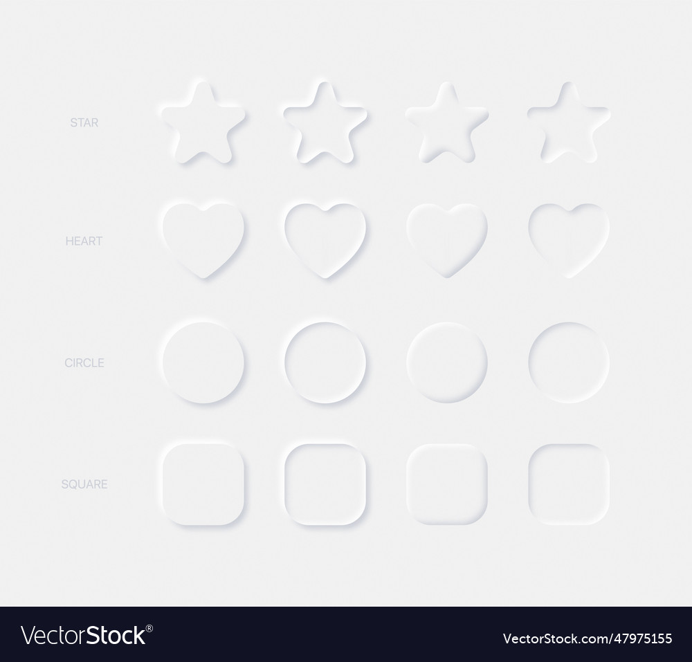Light neumorphic design elements rounded star Vector Image