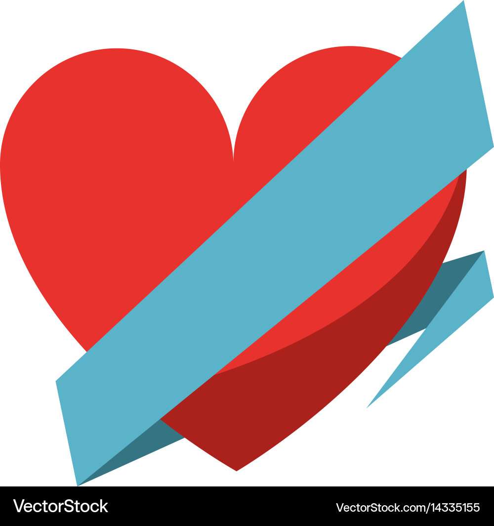 Love heart wrap ribbon celebration romantic Vector Image