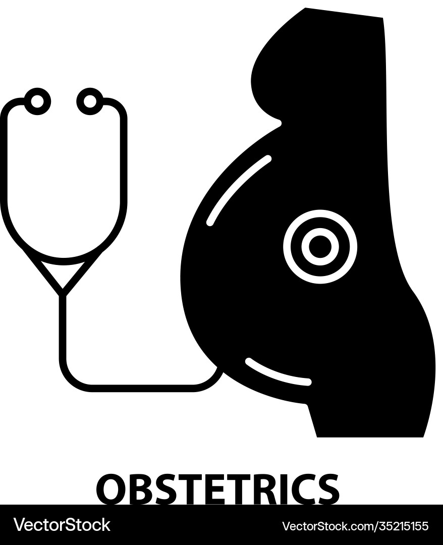 Obstetrics icon black sign with editable Vector Image
