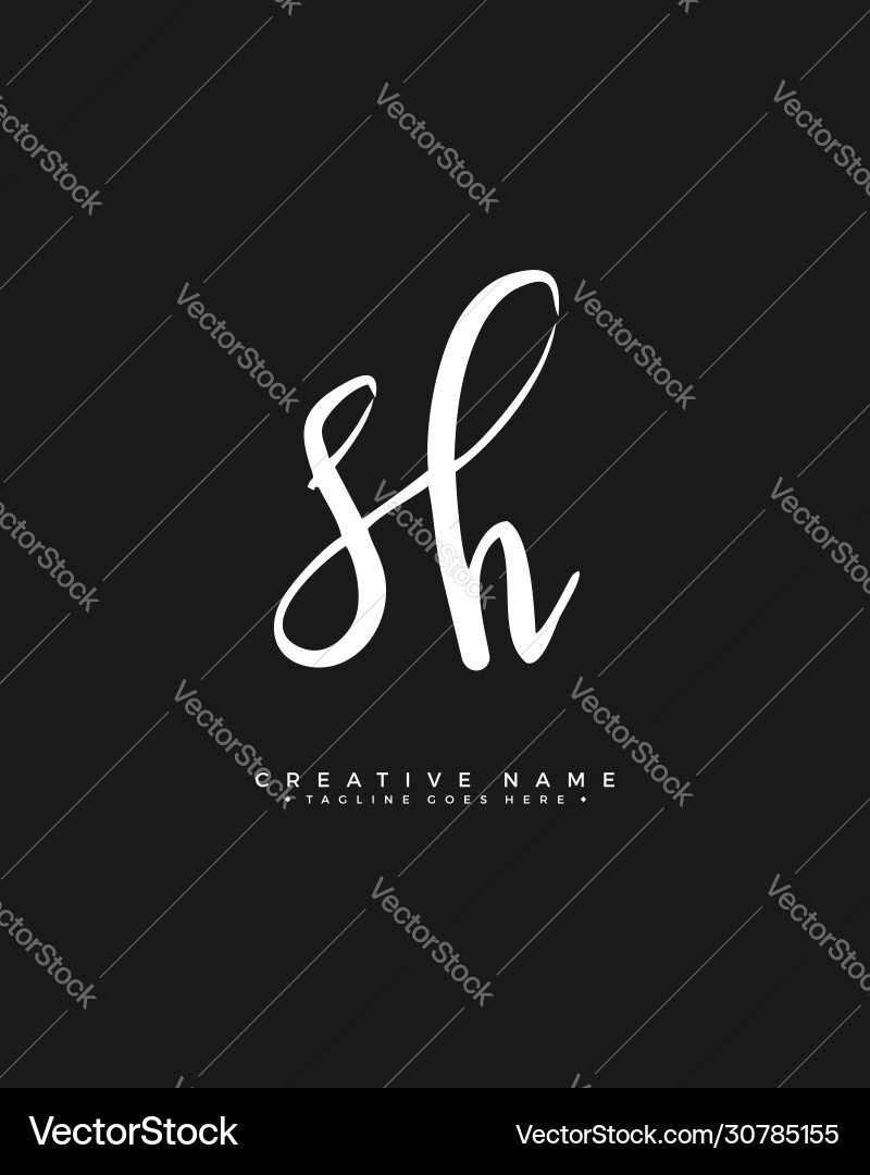 S h sh initial logo signature handwriting Vector Image