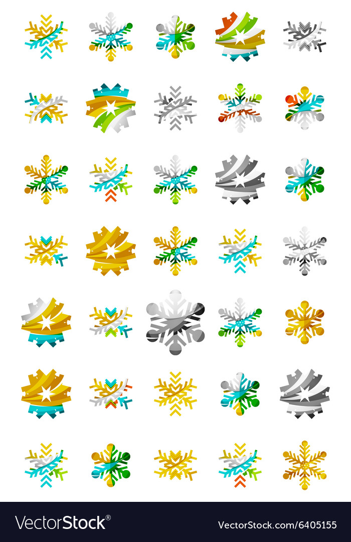 Set of abstract colorful snowflake logo icons Vector Image