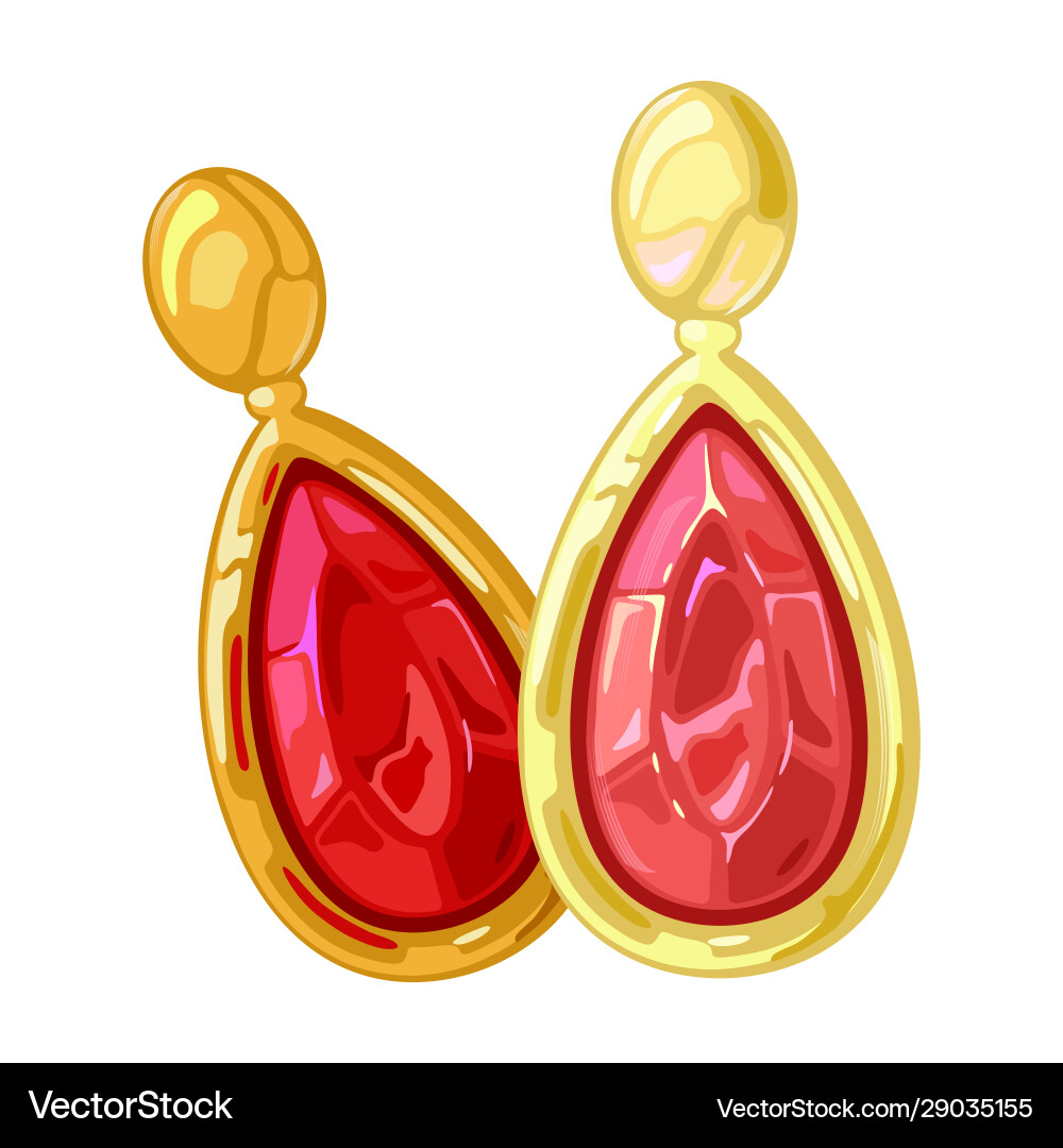 Stylish dangling drop shape yellow gold earrings Vector Image