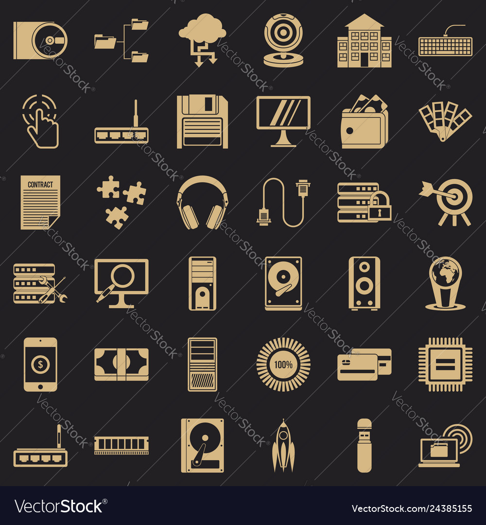 Web development icons set simple style Royalty Free Vector