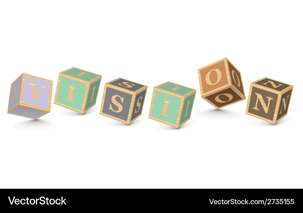 Word vision written with alphabet blocks Vector Image