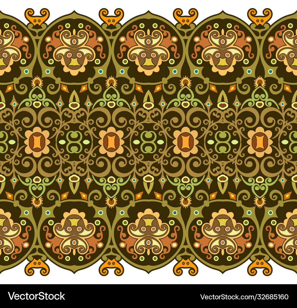 Abstract ethnic nature tile stripe seamless border