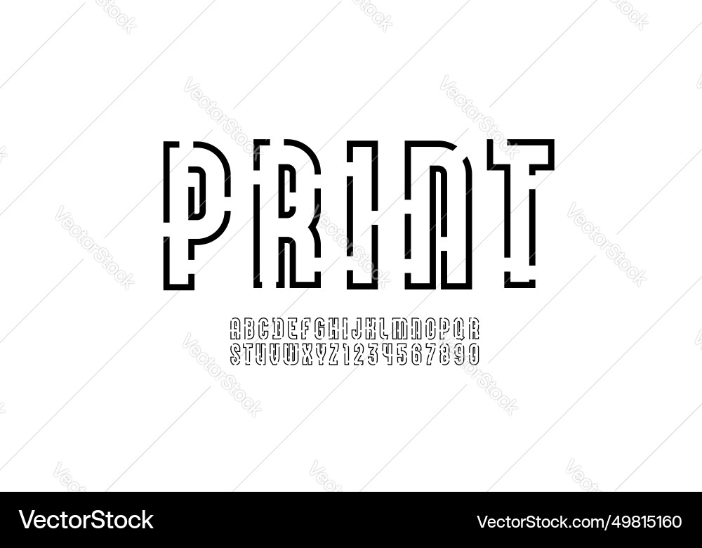 Alphabet font from gap line Royalty Free Vector Image