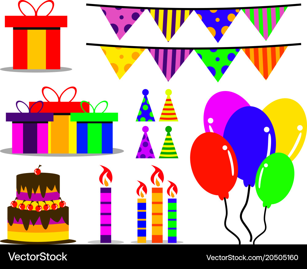 Birthday asset collection Royalty Free Vector Image
