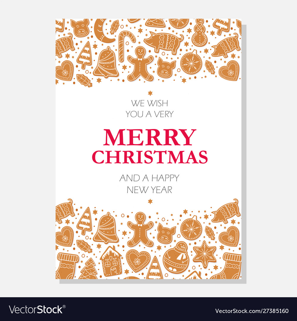 Christmas gingerbread cookies card merry Vector Image