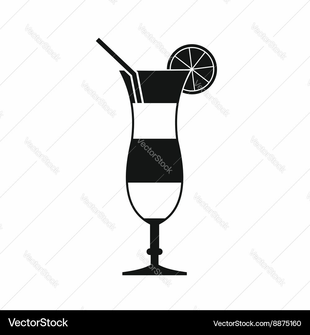 Cocktail with lemon icon simple style Royalty Free Vector