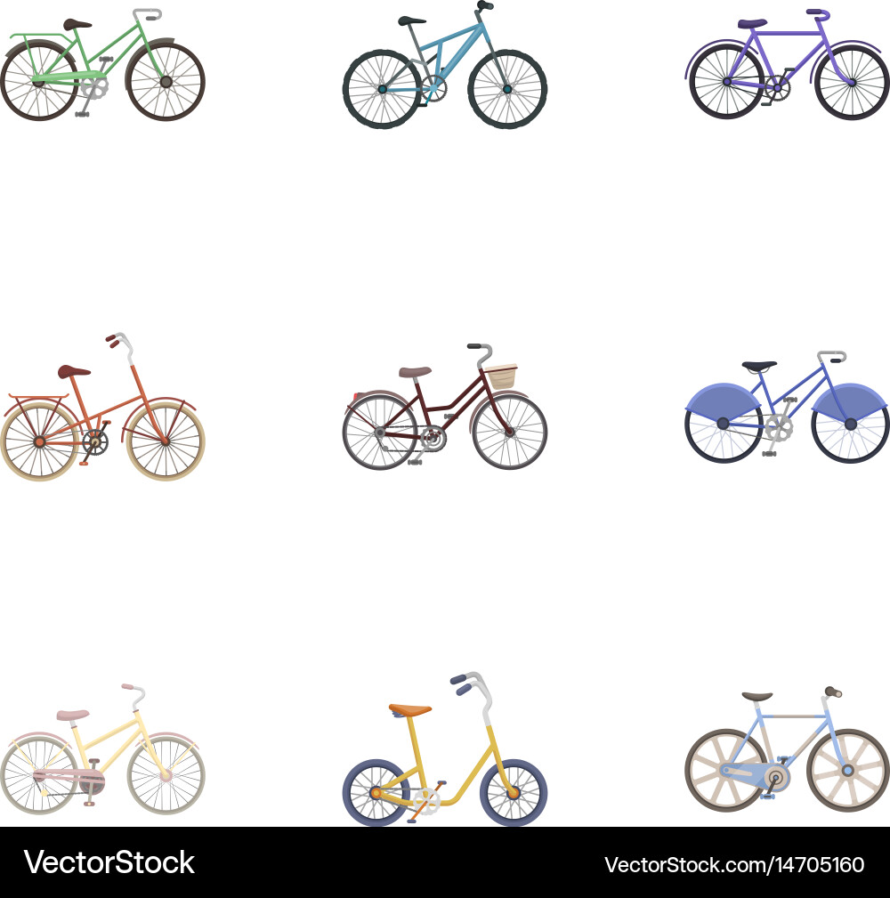 Collection bikes with different wheels and Vector Image