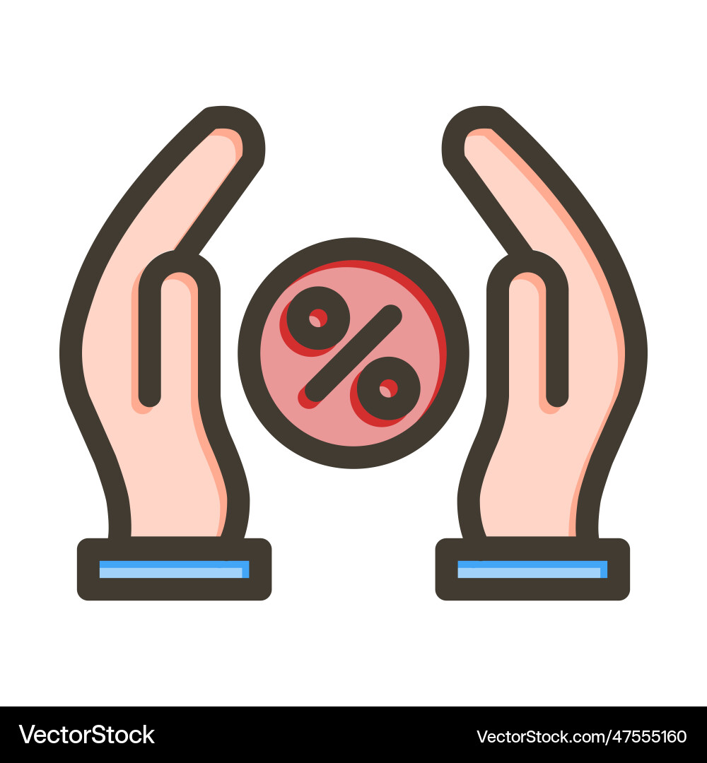 Interest rate thick line filled colors Royalty Free Vector