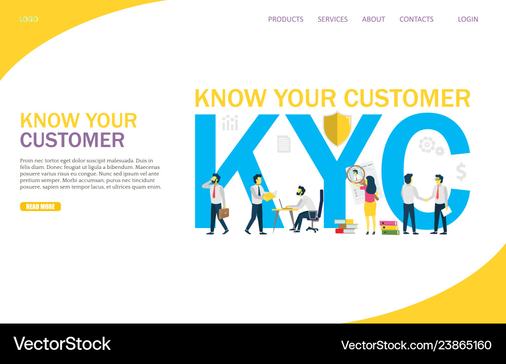 Know your customer website landing page Royalty Free Vector