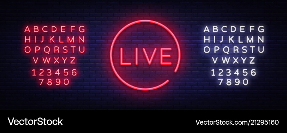 Live neon sign stream design template Royalty Free Vector