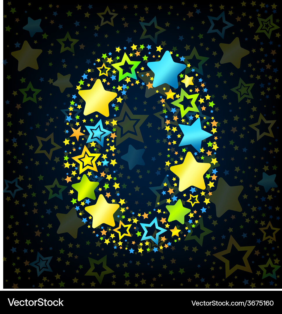 Number 0 cartoon star colored Royalty Free Vector Image