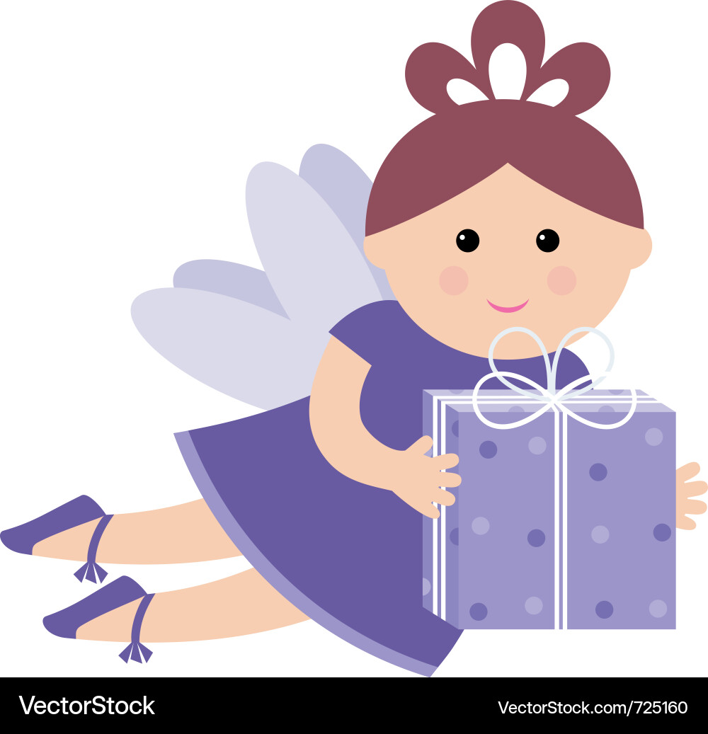 Pretty fairy with a gift Royalty Free Vector Image