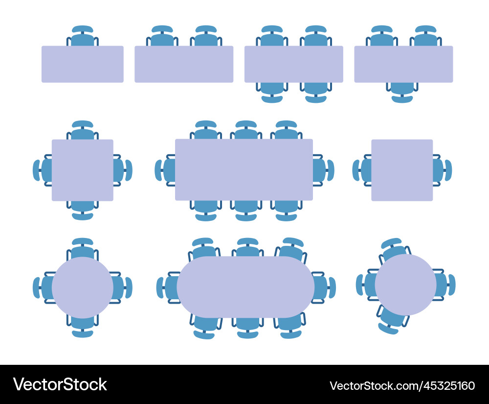 Square tables with office chairs top view Vector Image