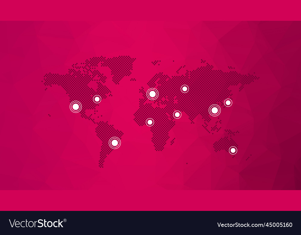 World icon with map pointers on triangle pattern Vector Image
