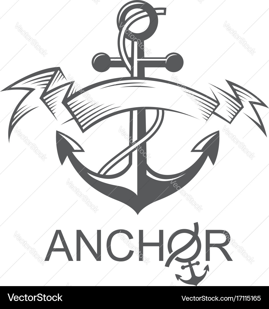 Anchor symbol with ribbon Royalty Free Vector Image