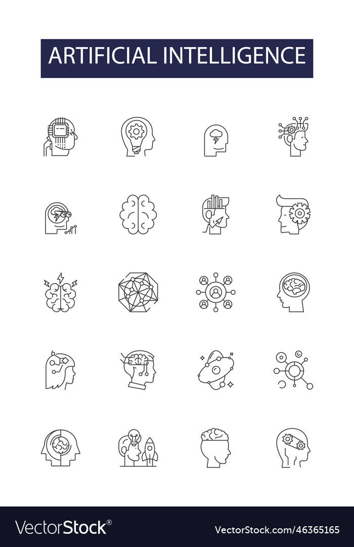 Artificial intelligence line icons Royalty Free Vector Image