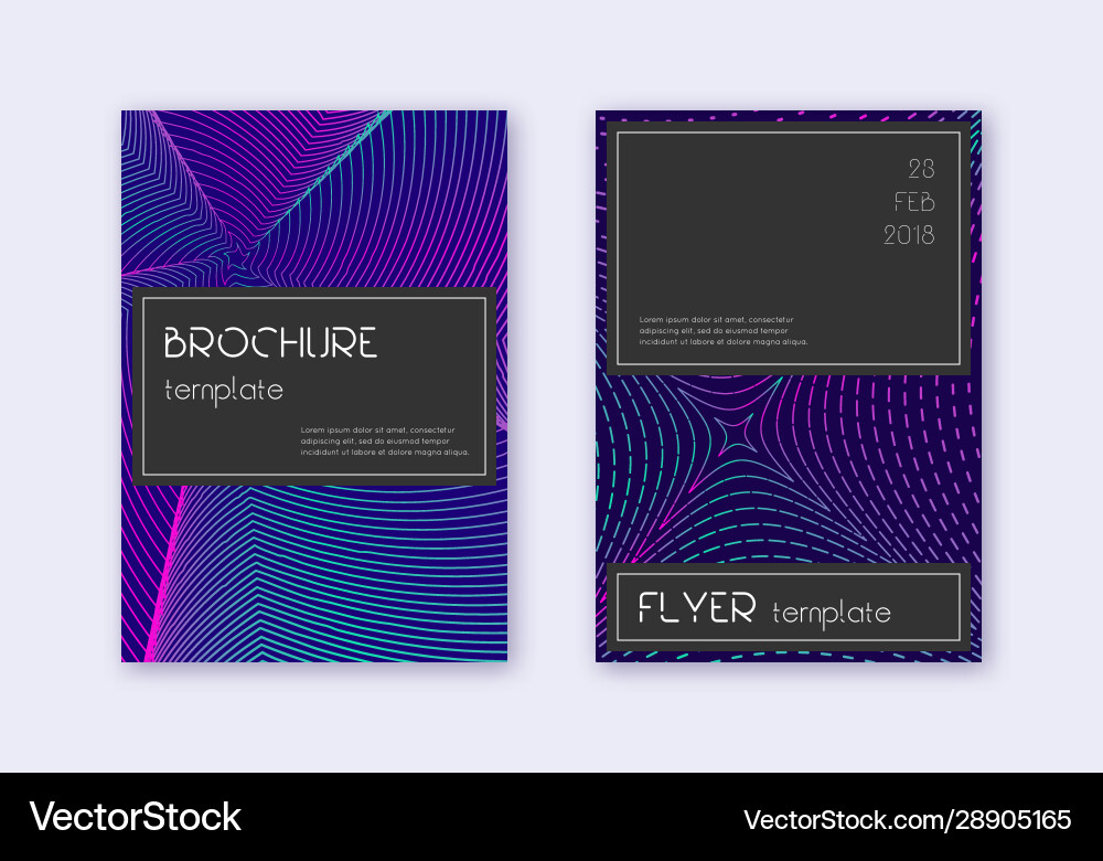 Black cover design template set neon abstract lin Vector Image