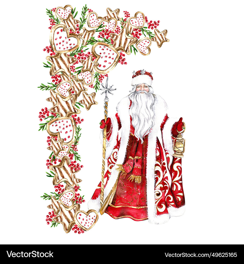 Composition for christmas santa in a red coat Vector Image