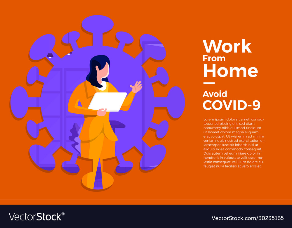 Covid-19 work from home 03 Royalty Free Vector Image