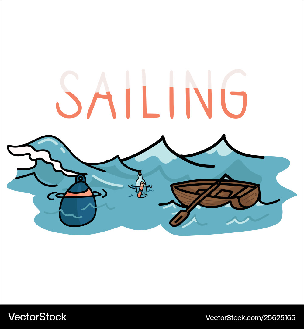Cute sailing set cartoon motif Royalty Free Vector Image