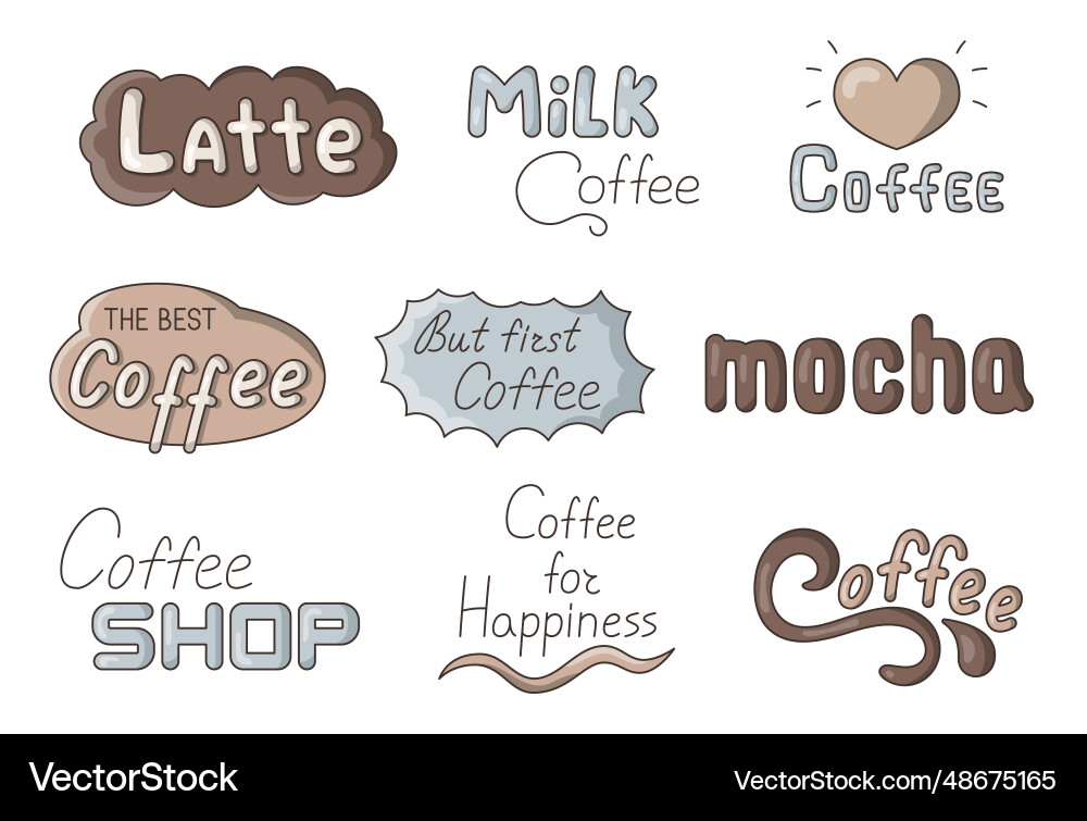Handwritten text coffee shop cafe quote Royalty Free Vector