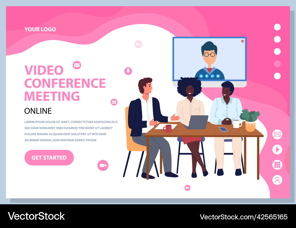 People communicate by online video call during Vector Image