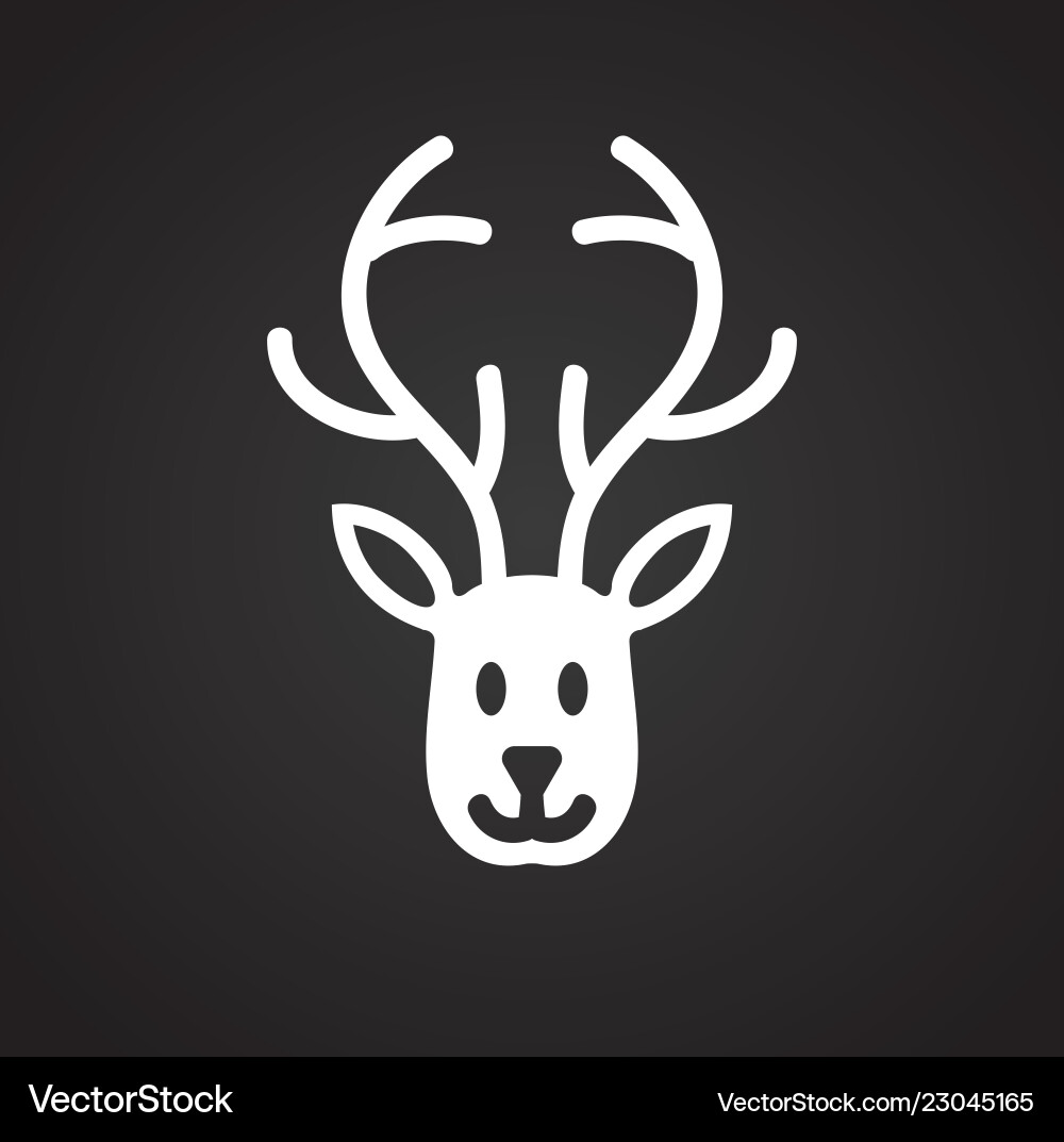 Santas deer icon on black background for graphic Vector Image