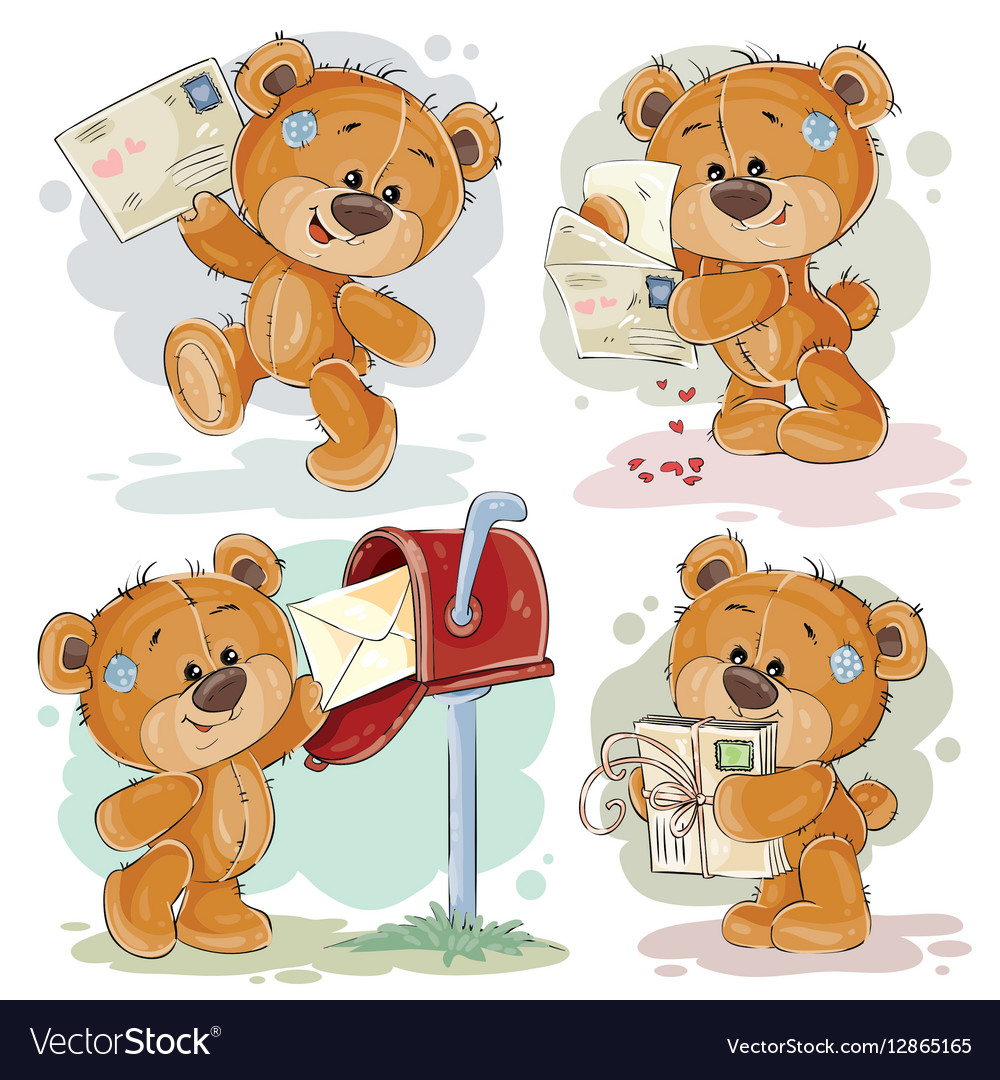 Set clip art of teddy bear gets Royalty Free Vector Image