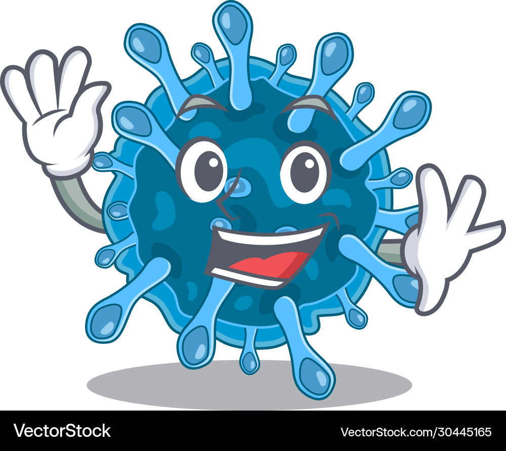 Smiley microscopic corona virus cartoon mascot Vector Image