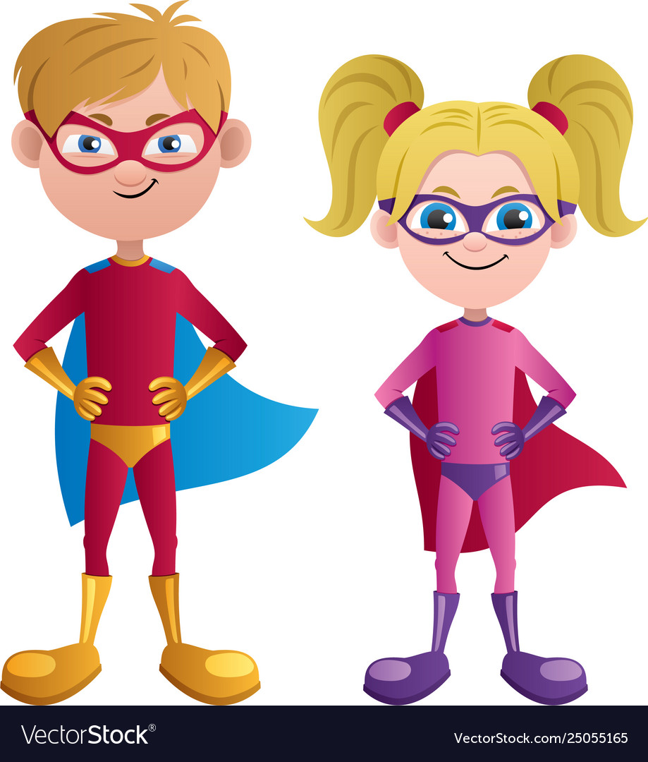 Super kids caucasian Royalty Free Vector Image