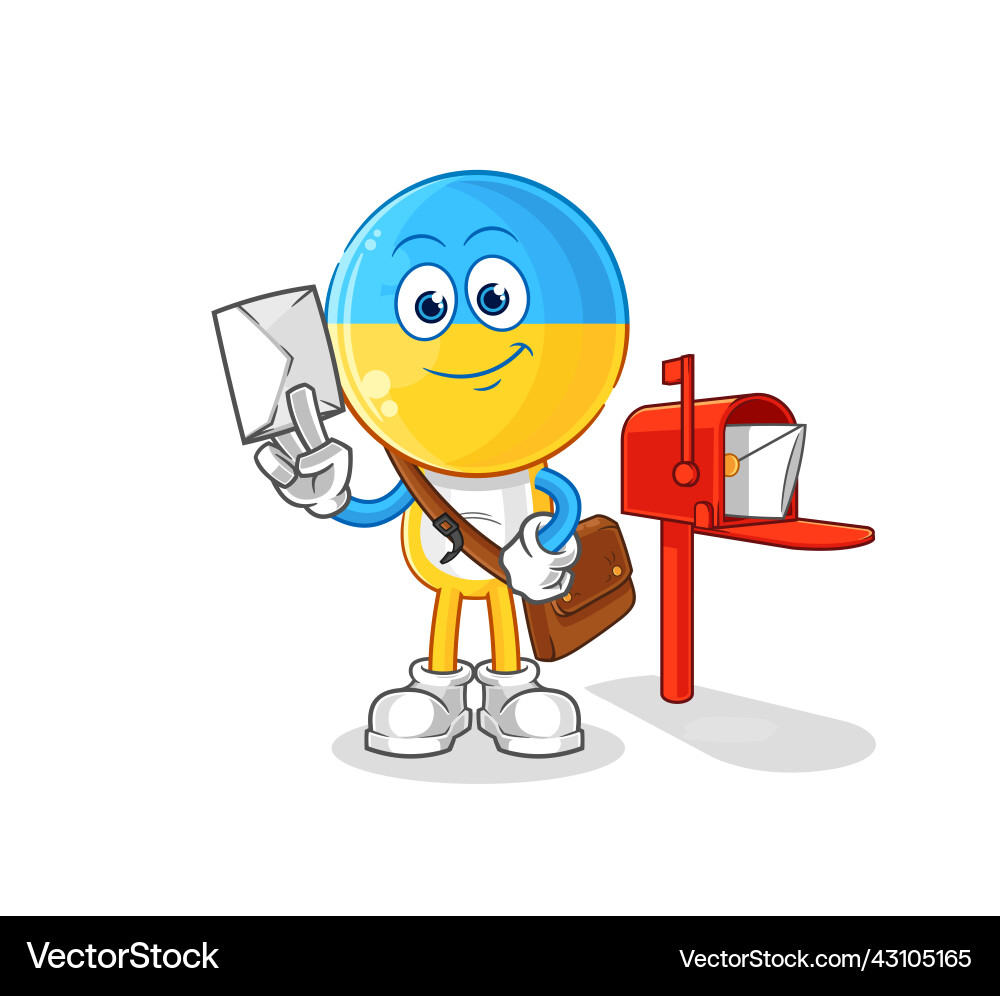 Ukraine flag head postman cartoon character Vector Image