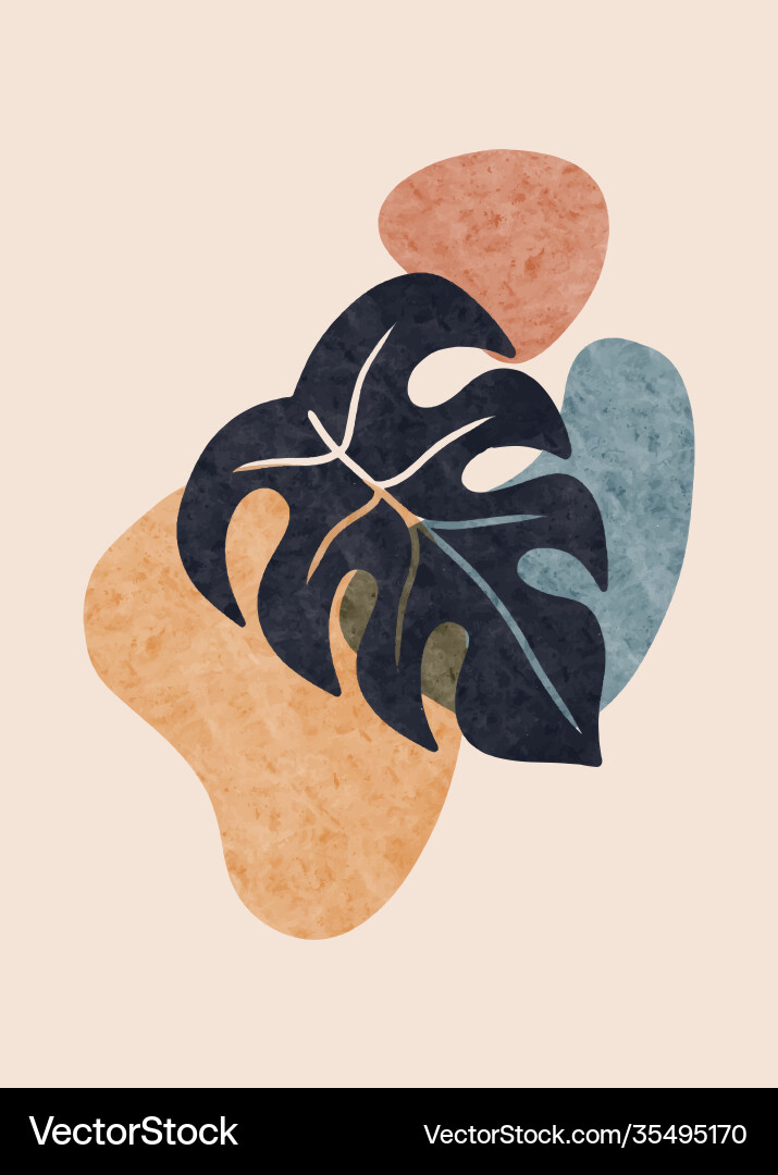 Abstract botanical wall art abstract leaves boho Vector Image