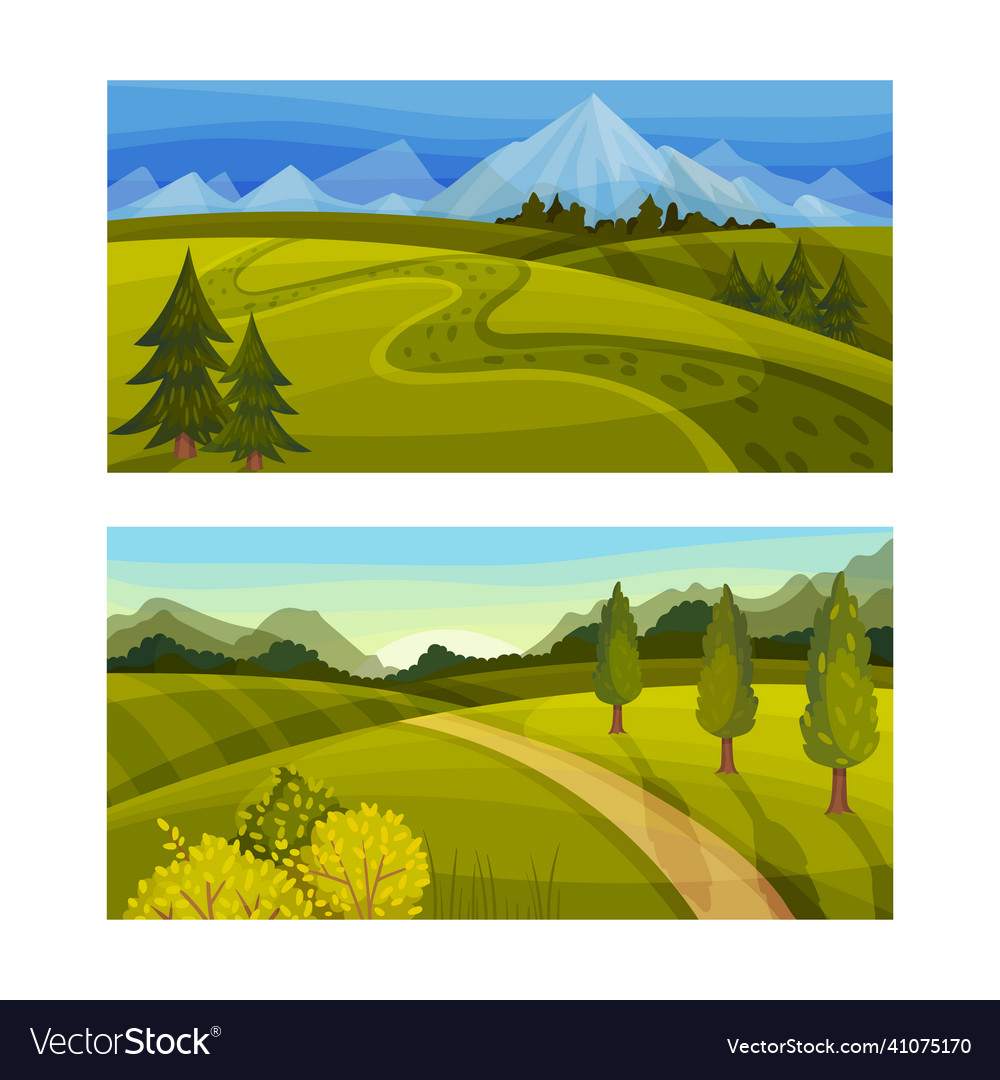 Beautiful summer landscape set scenic nature Vector Image