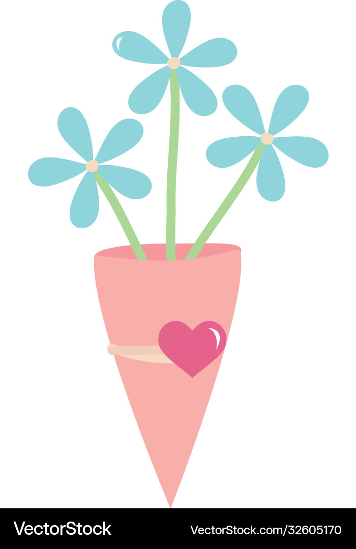 Bouquet flowers icon flat style Royalty Free Vector Image
