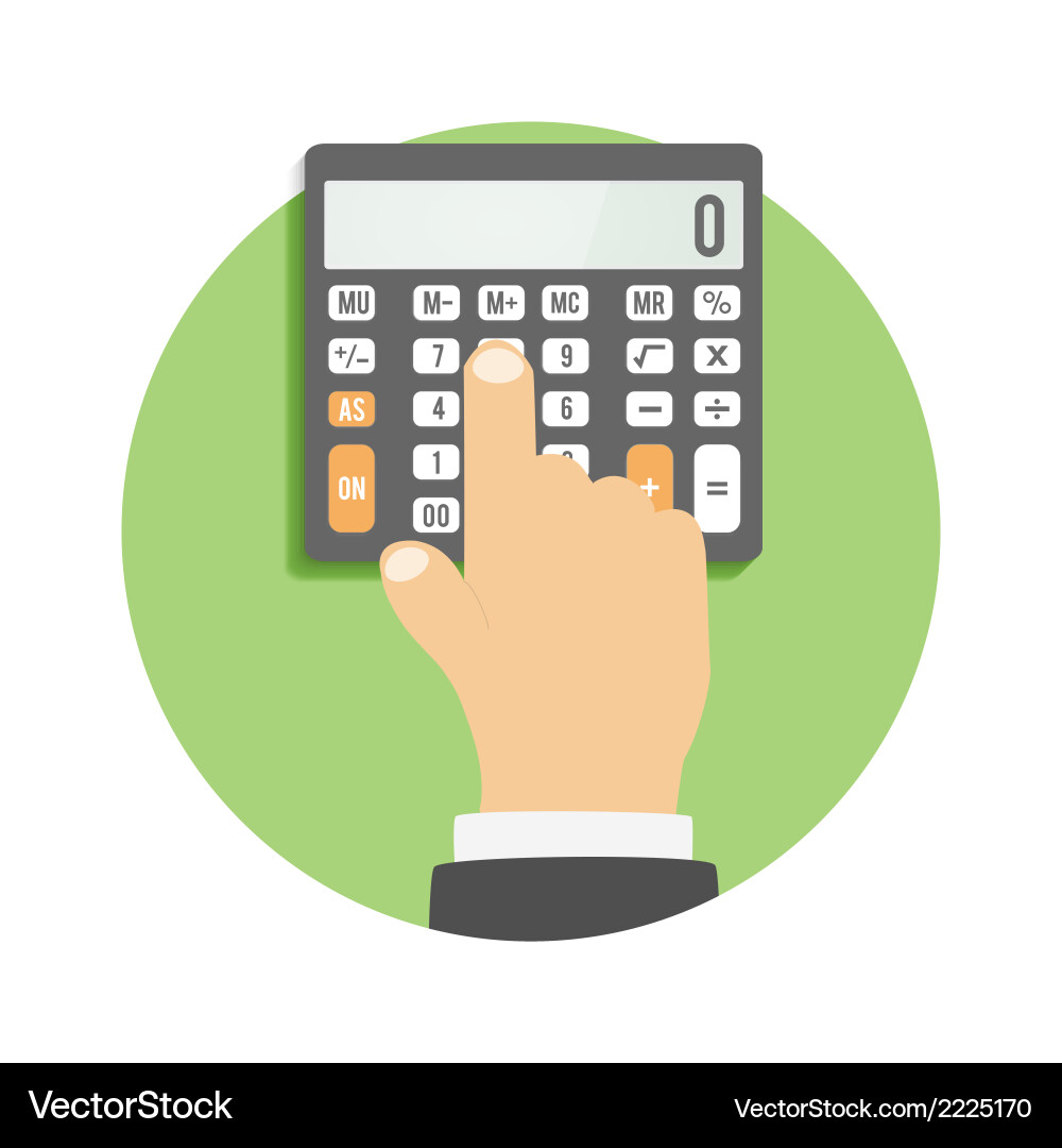 Calculator icon hand considers on calculator Vector Image