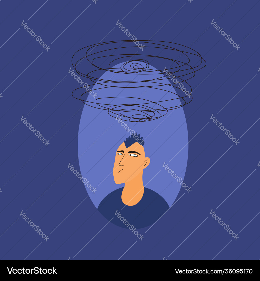Depression portrait boy with some mental Vector Image