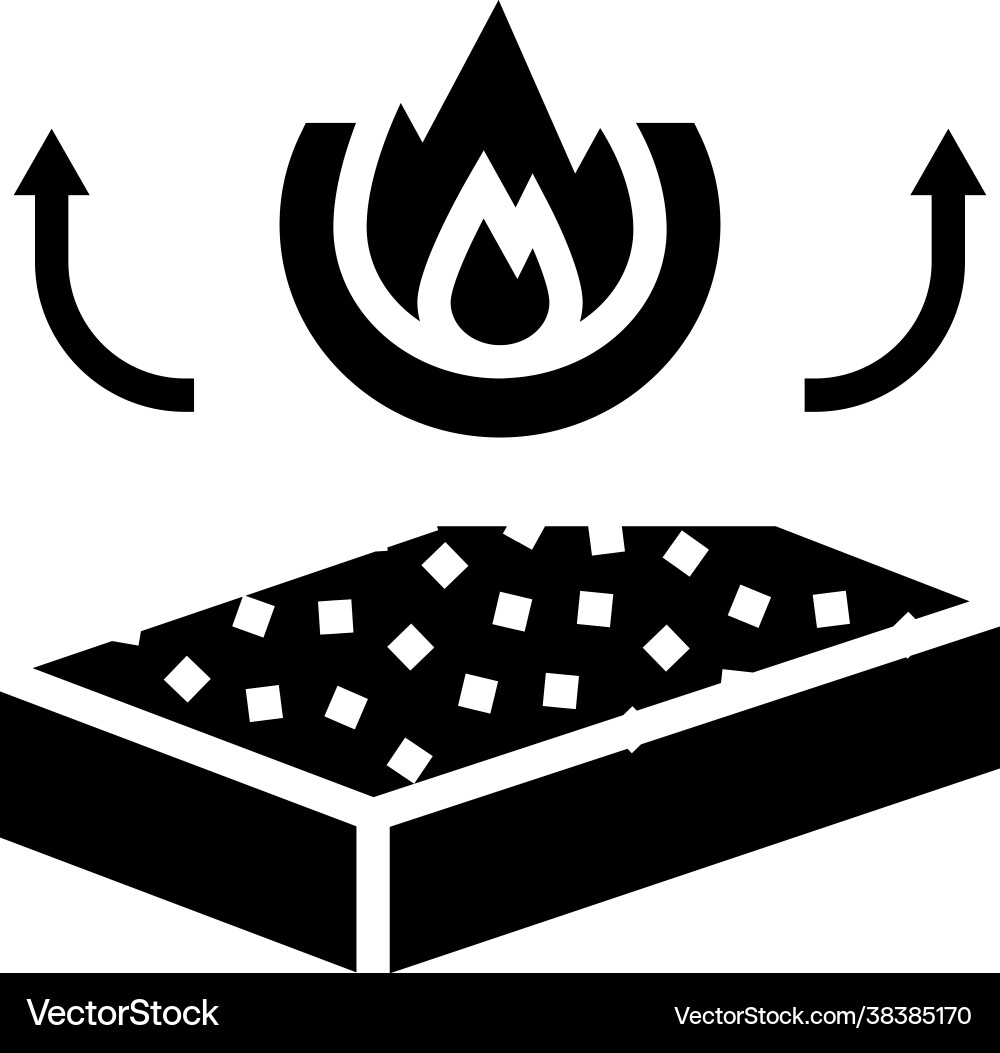 Fire resistance mineral wool glyph icon Royalty Free Vector