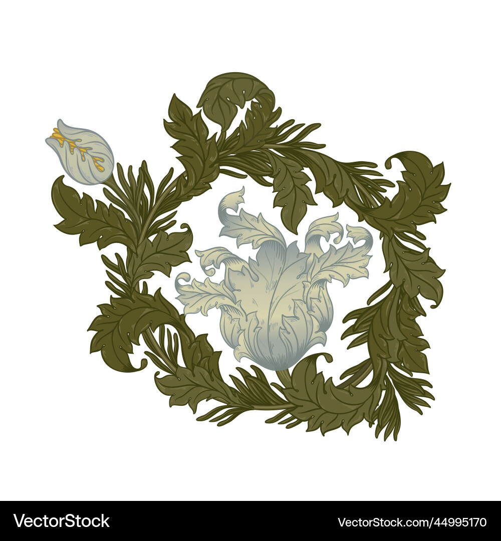 Floral vintage element enchanted flowers Vector Image