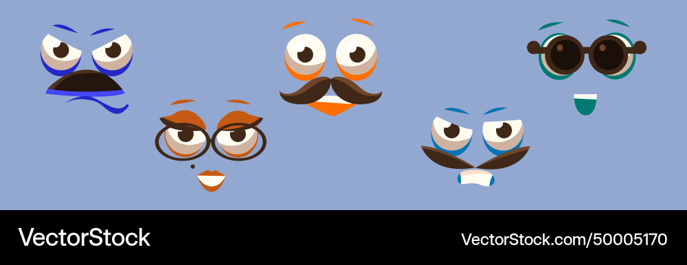 Funny colorful square emoji faces and comic Vector Image