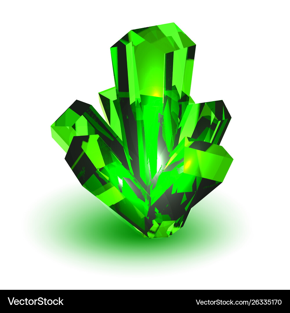 Green crystal realistic volumetric Royalty Free Vector Image
