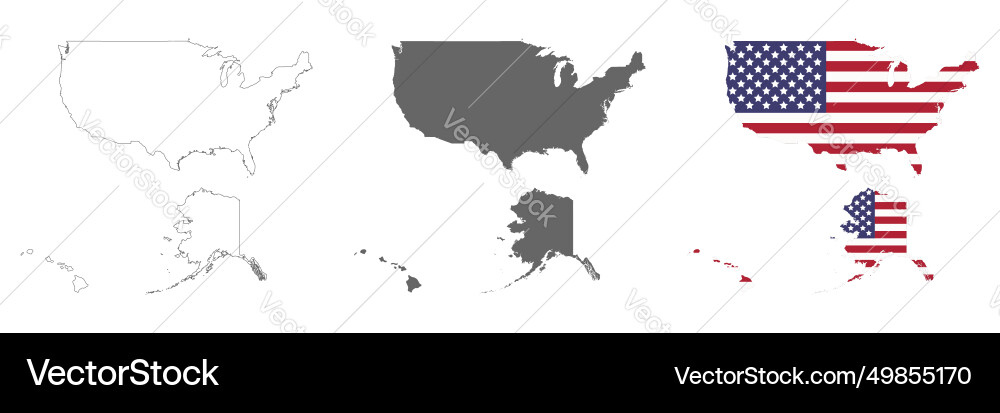 Highly detailed usa map with borders isolated on Vector Image