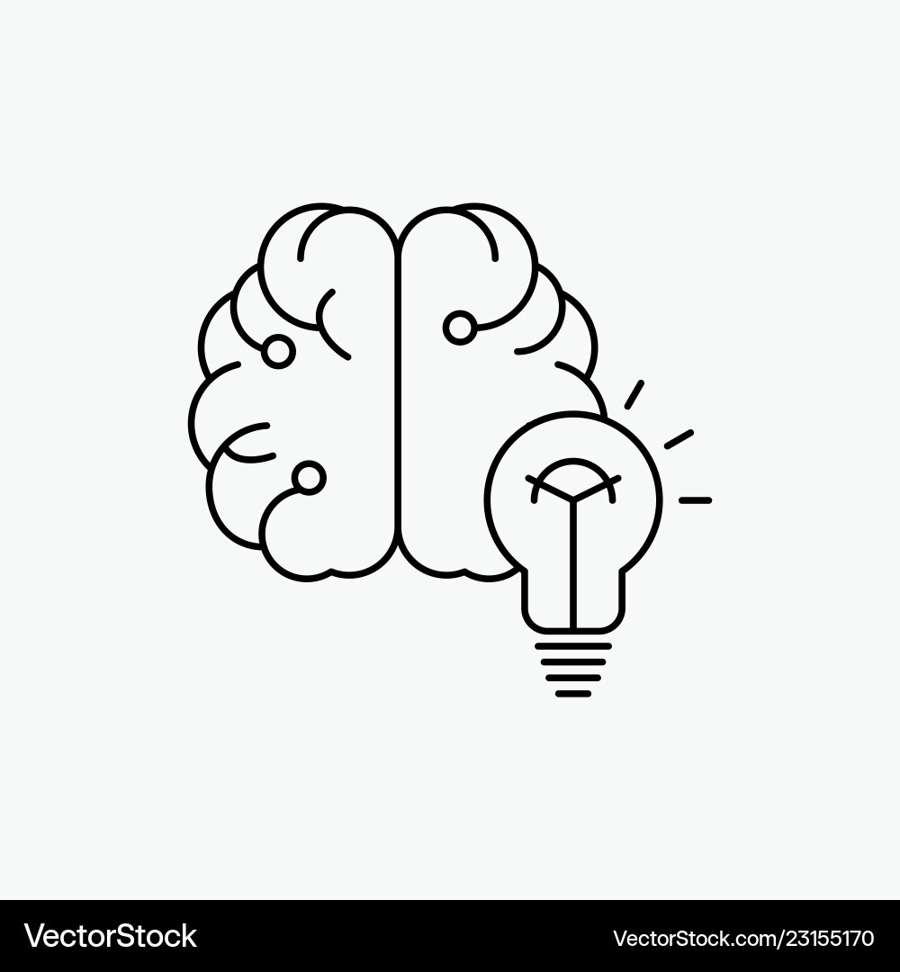 Idea business brain mind bulb line icon isolated Vector Image