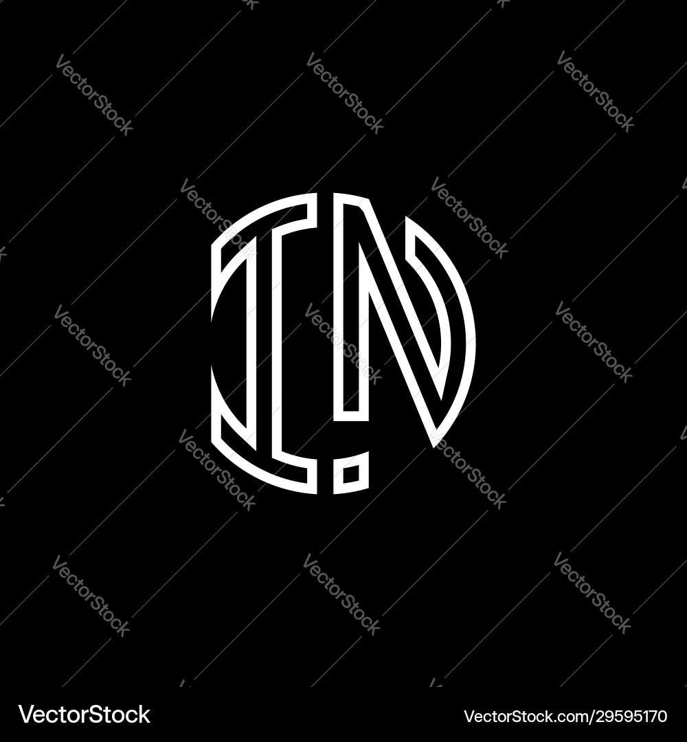 In monogram logo circle ribbon style outline Vector Image
