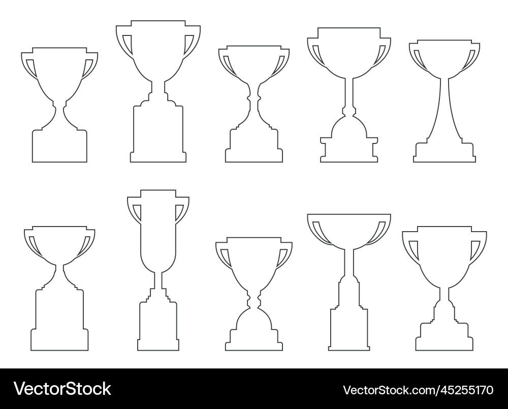 Line trophy cup collection championship prize Vector Image